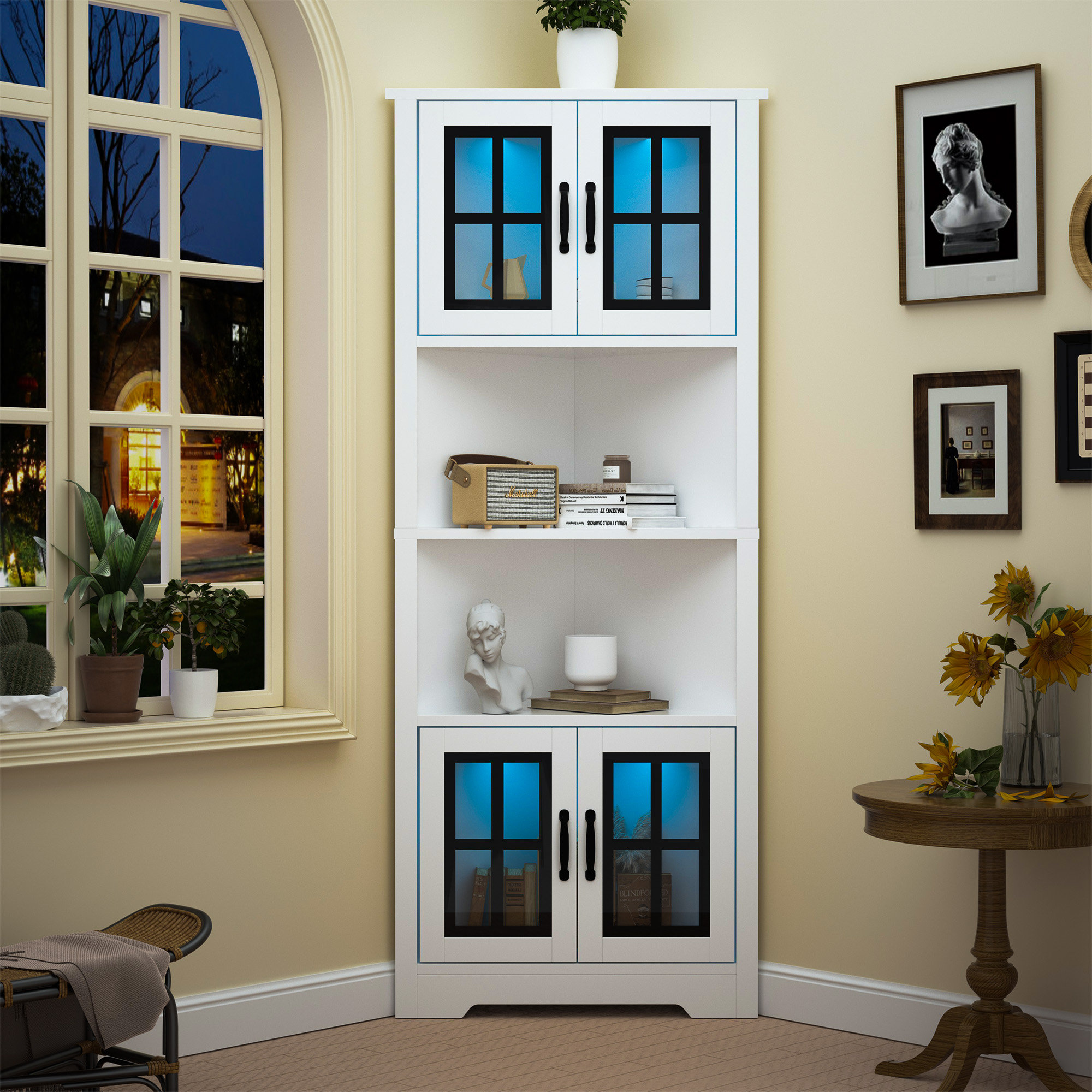 Ivy Bronx 67" Corner Cabinet With Led Lights - Wayfair Canada
